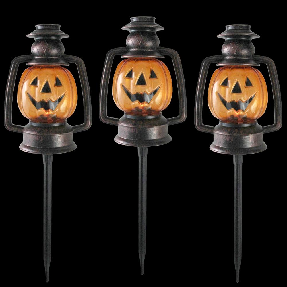 Northlight 16.5 in. Flickering Pumpkin Halloween Pathway Lantern ...