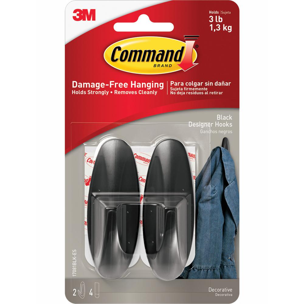Command Medium Black Designer Hook (6-Piece per Pack)-17081BLK-ES - The ...