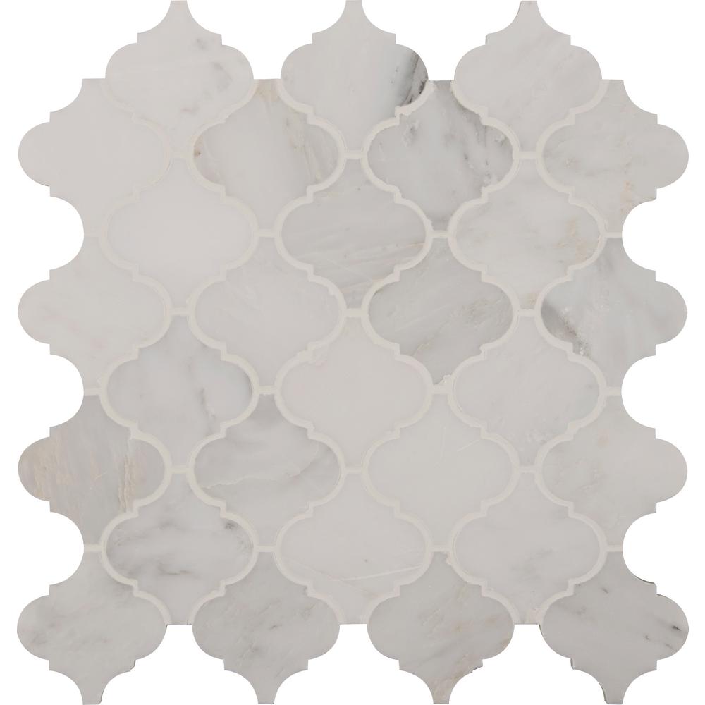 MSI Greecian White Arabesque 12 in. x 12 in. x 10mm Polished Marble ...