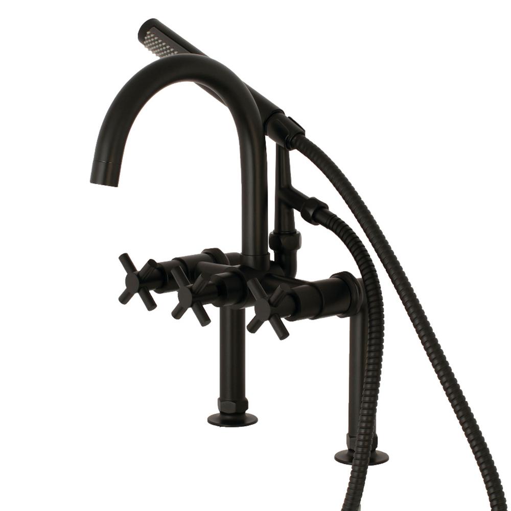 Kingston Brass Modern 3 Handle Deck Mount High Risers Claw Foot Tub