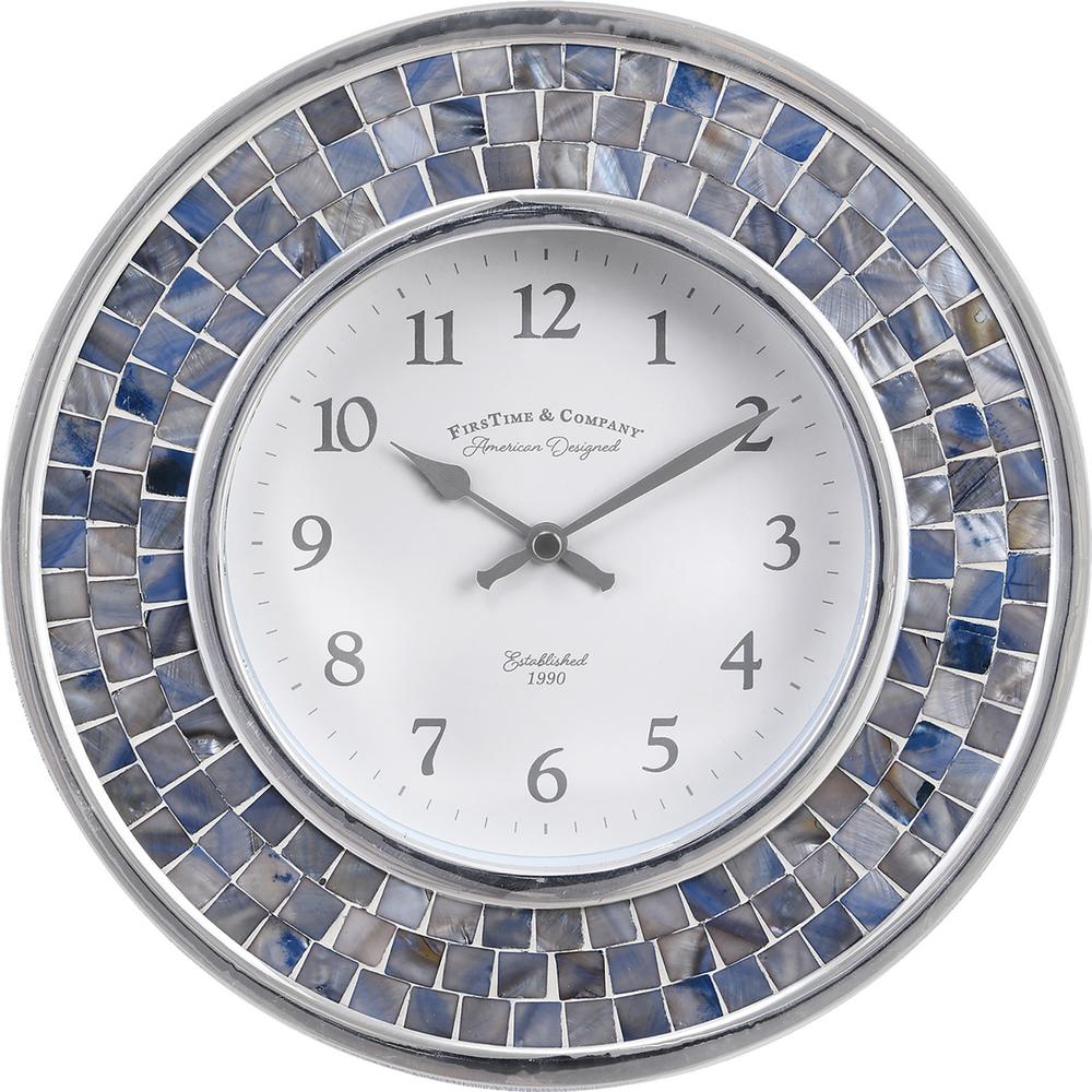 FirsTime & Co. Lagoon Blue Pearl Mosaic Clock-31155 - The Home Depot