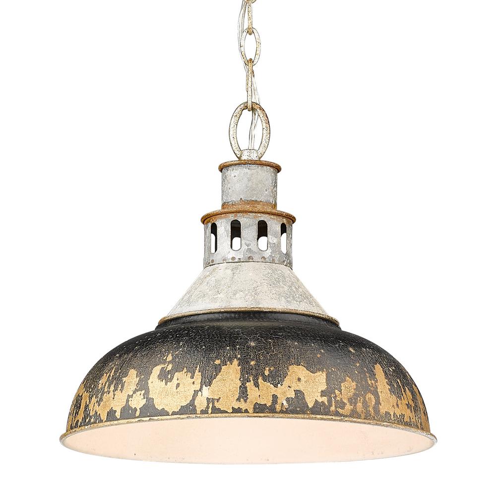 Golden Lighting Kinsley 1-Light Aged Galvanize Steel Standard Pendant ...