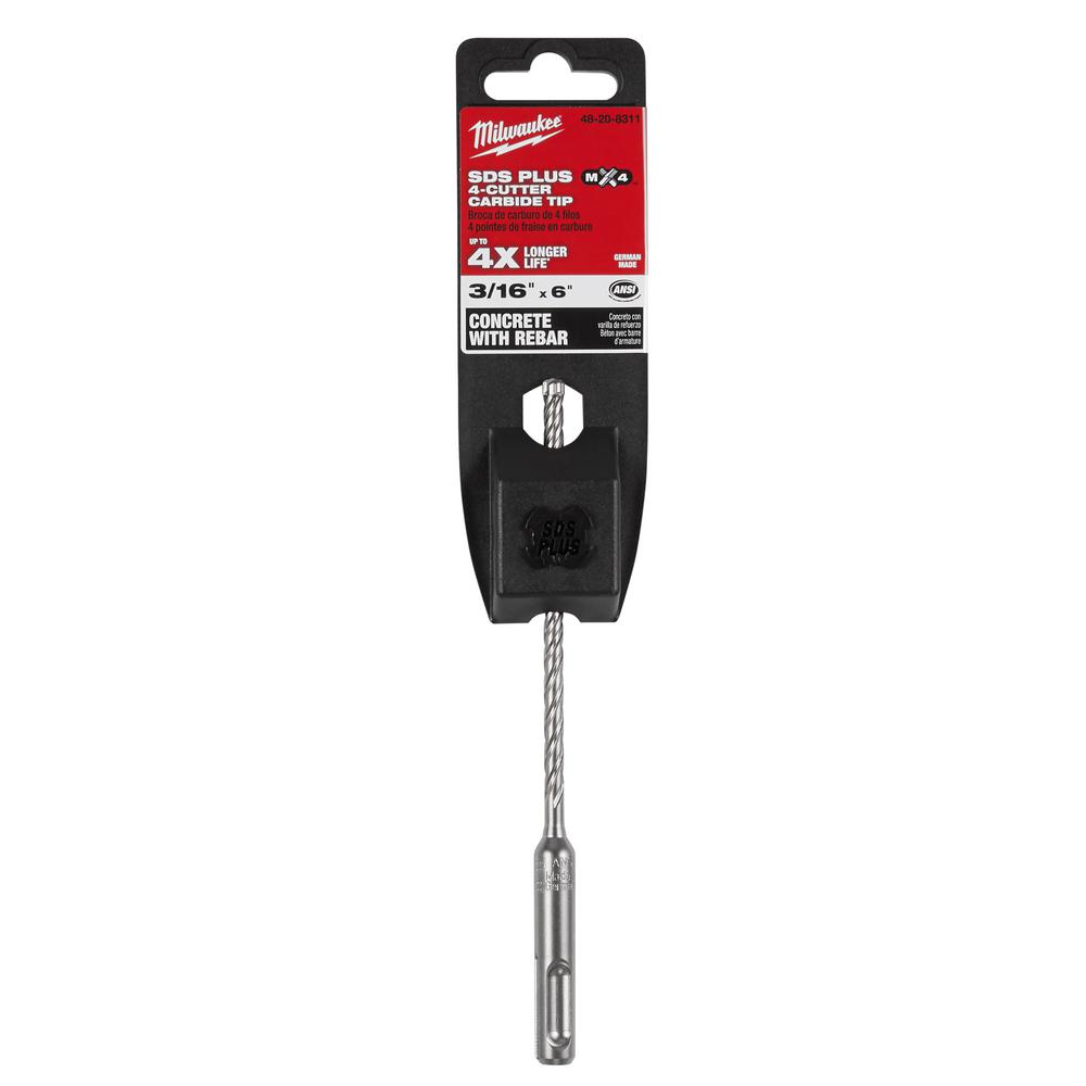 Milwaukee 3 16 In X 6 In Mx4 Sds Plus Carbide Bit 48 20 8311 The