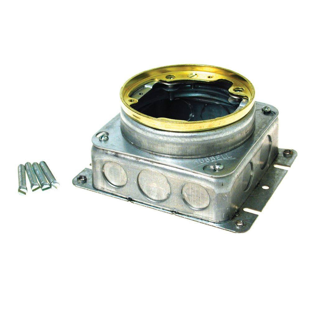 RACO 1-Gang Nickel Floor Box Kit with Recessed Duplex 15A TR Device and ...