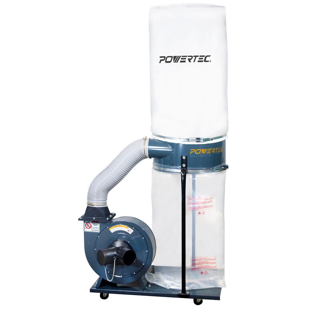 POWERTEC Portable Shop Dust Collector with 1.5 HP Motor 1,250 CFM ...
