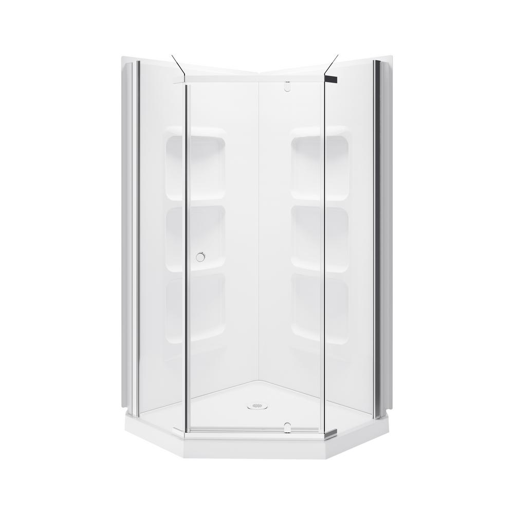 Aande Lizan 38 5 In X 75 In Frameless Shower Wall And Base Kit With