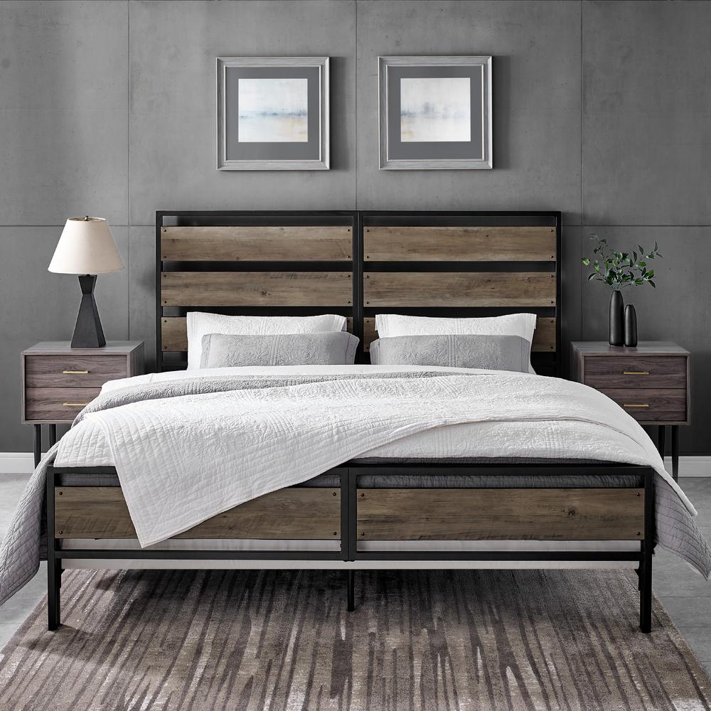 Welwick Designs Grey Wash King Size Industrial Slat Bed-HD8427 - The ...