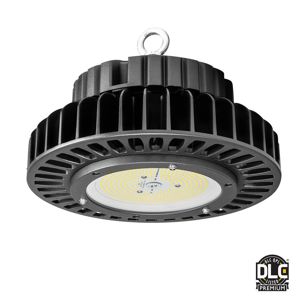 IBRIGHT 4 in. 153-Watt Integrated LED Dimmable Matte Black High Bay ...