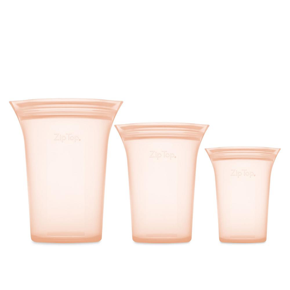 Zip Top Reusable Silicone 3-Piece Cup Set - Small 8 oz., Medium 16 oz ...