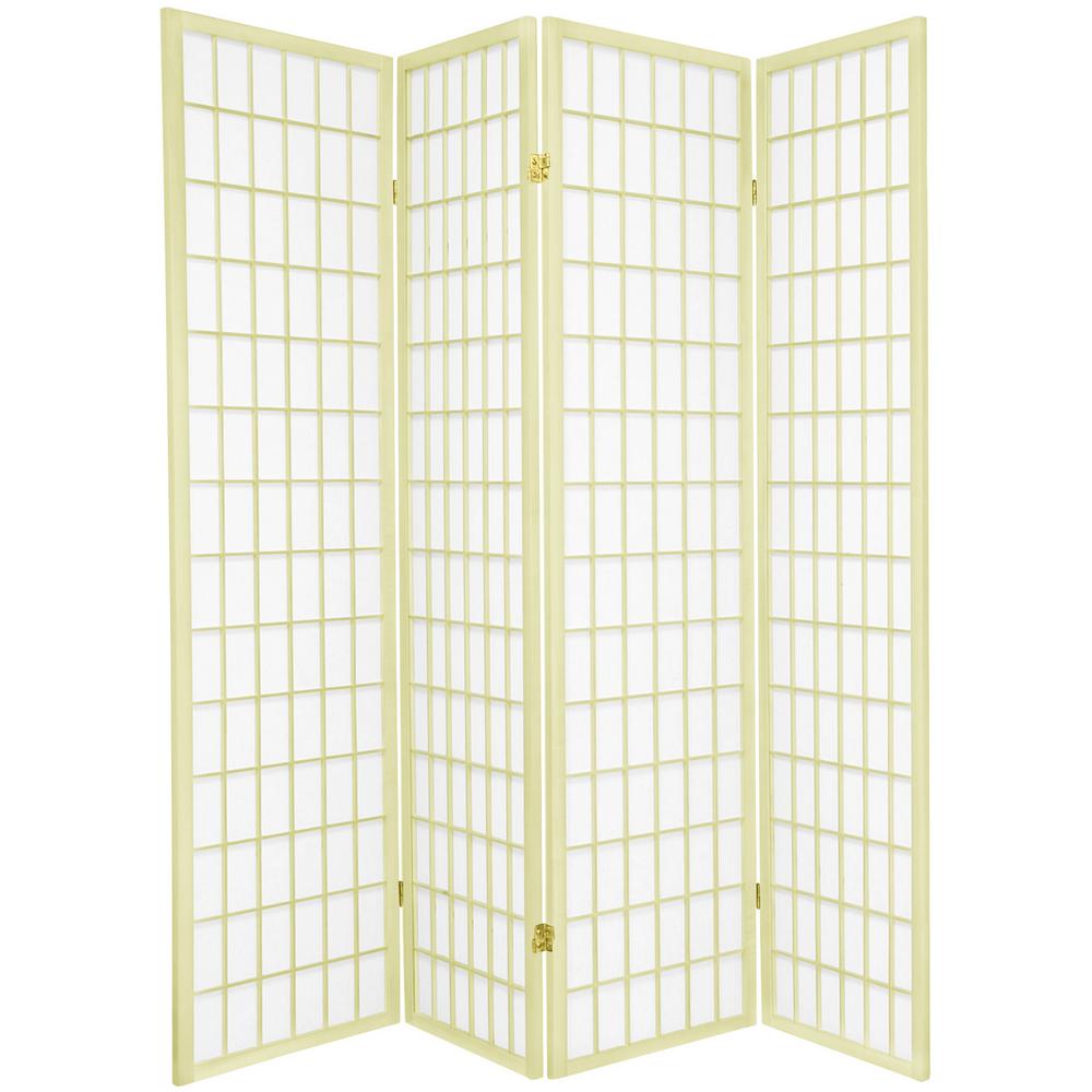 Oriental Furniture 6 ft. Ivory Window Pane 4-Panel Room Divider WPSP-4P ...