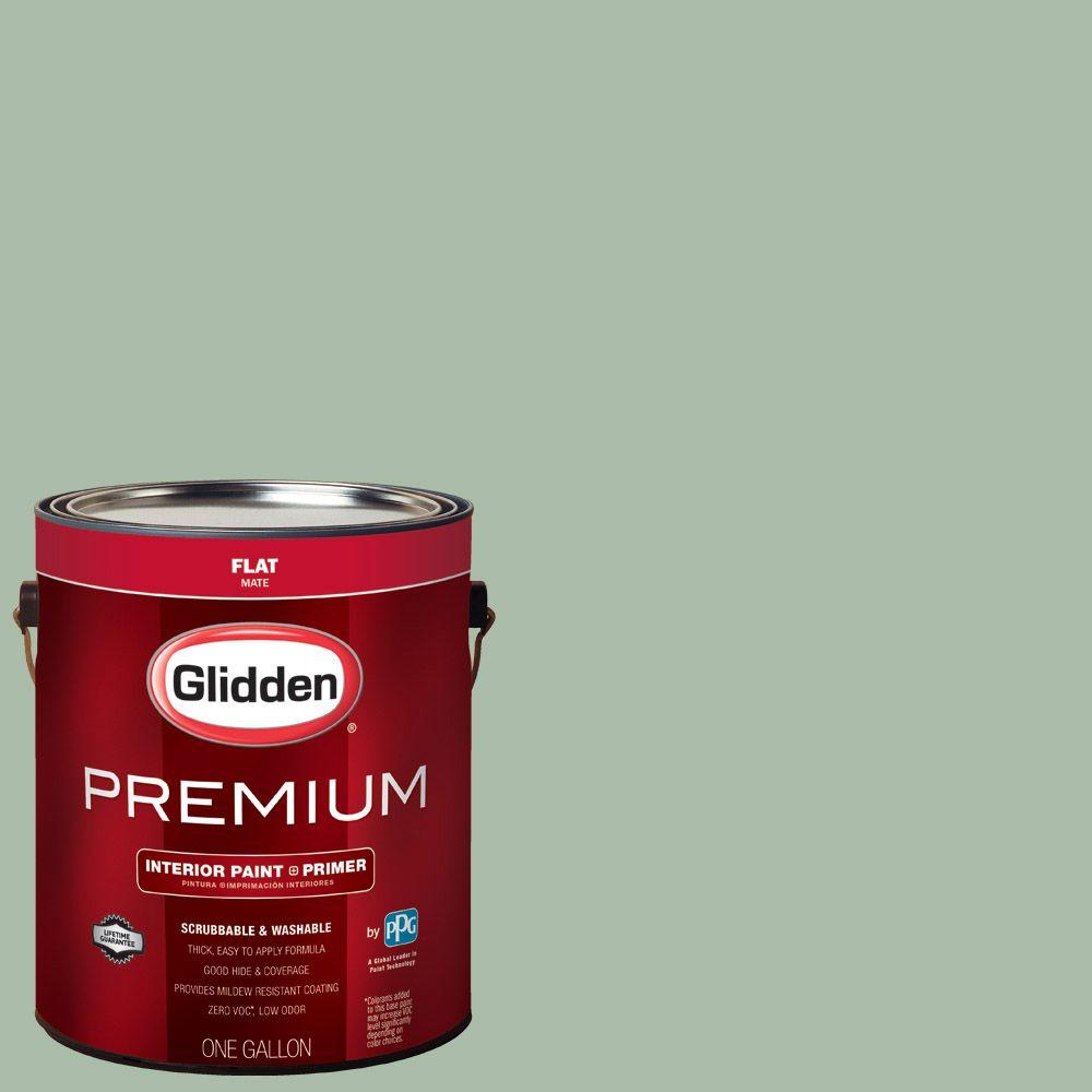 Glidden Premium 1 gal. #HDGG63 Pale Jade Flat Interior Paint with ...