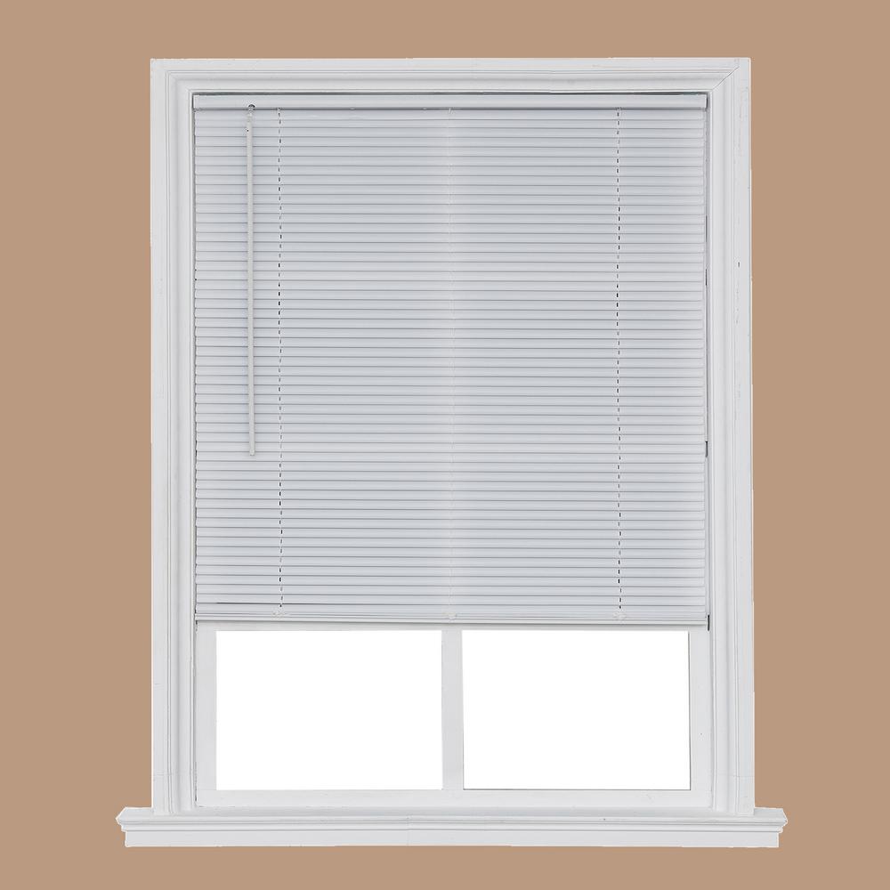 Home Basics White Cordless 1 in. Light Filtering Vinyl Mini Blind 58-3/ ...