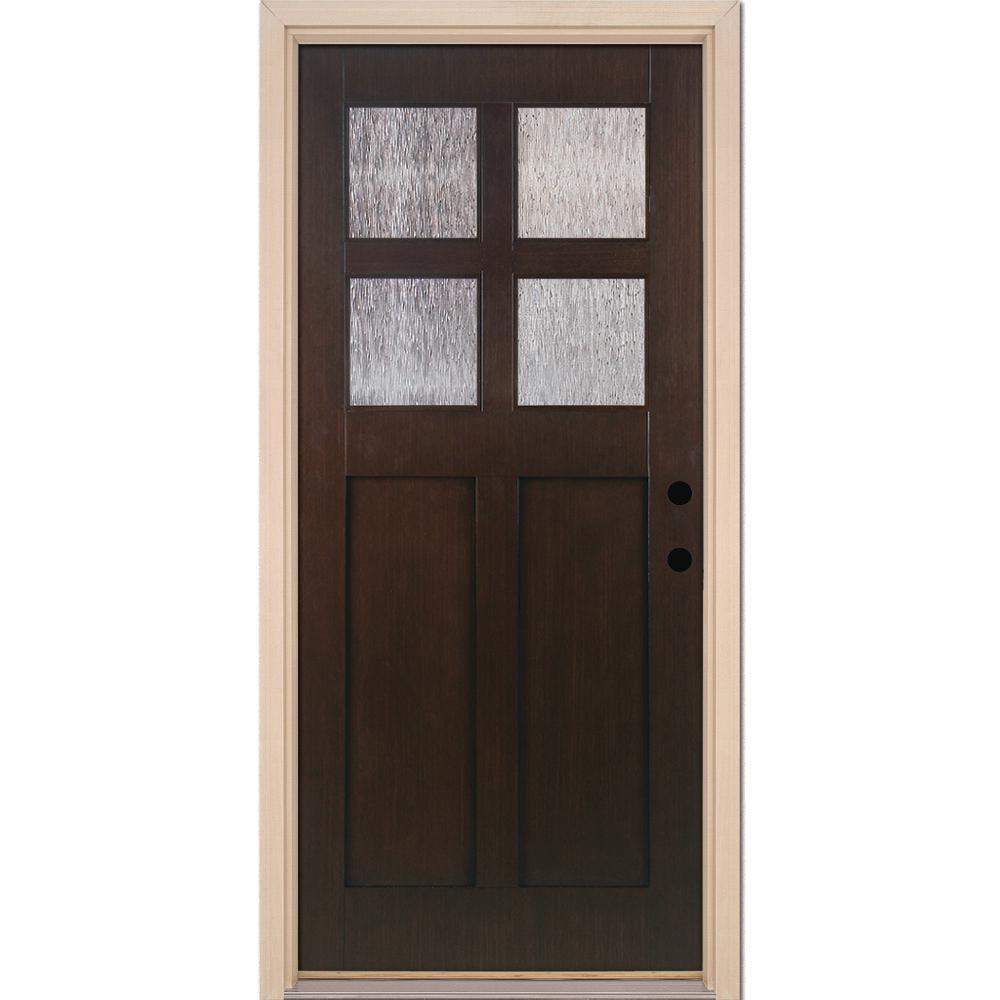 Feather River Doors 37.5 in. x 81.625 in. 4-Lite Cord Craftsman Stained ...