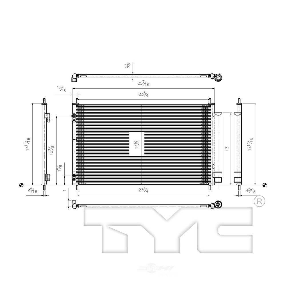 TYC A/C Condenser 2012-2019 Toyota Prius C 1.5L-4102 - The Home Depot
