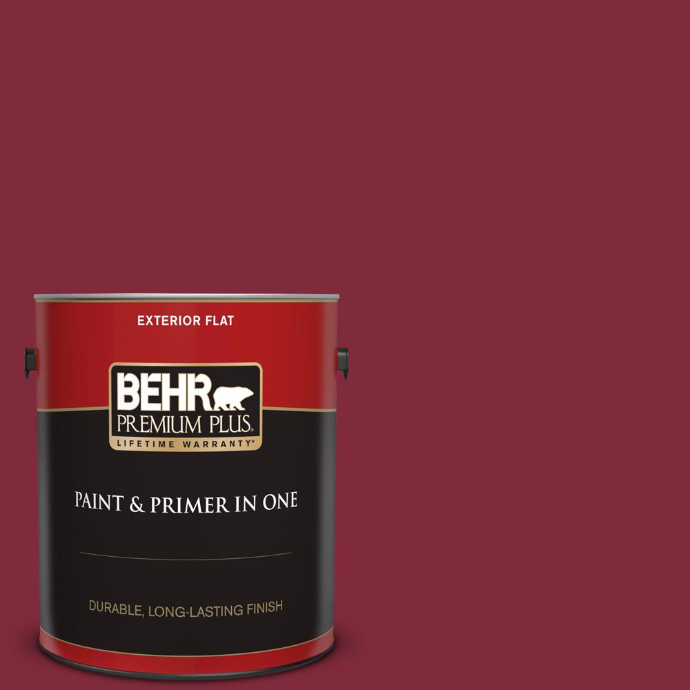 BEHR PREMIUM PLUS 1 gal. #S-H-130 Red Red Wine Flat Exterior Paint and ...
