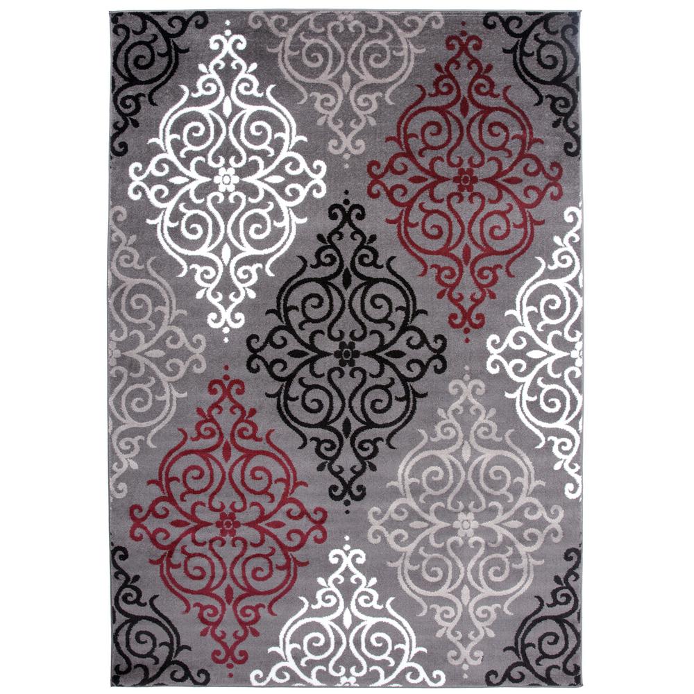 Modern Transitional Soft Damask Red Indoor Area Rug 7'10"x10'2"-111 Red ...