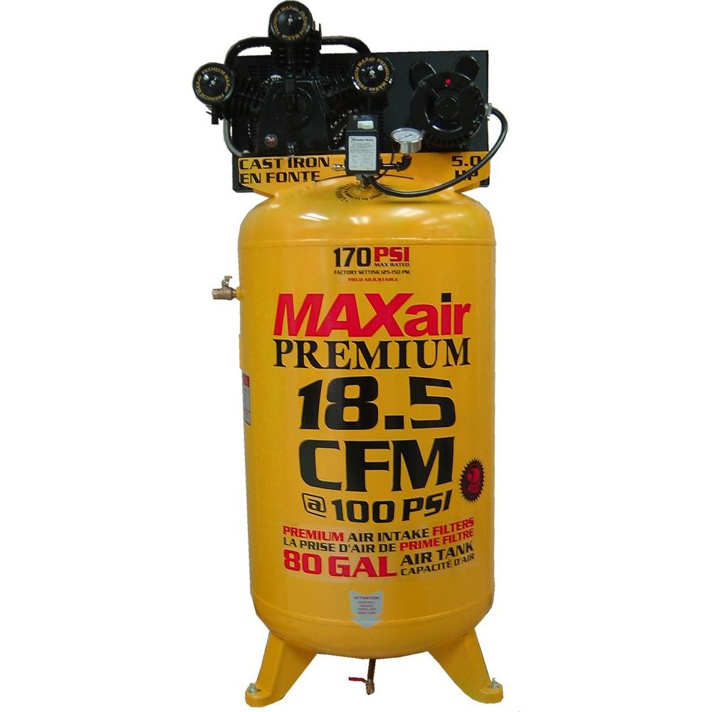 Maxair Premium Industrial 80-Gal. 5 HP Single Stage Vertical Air ...