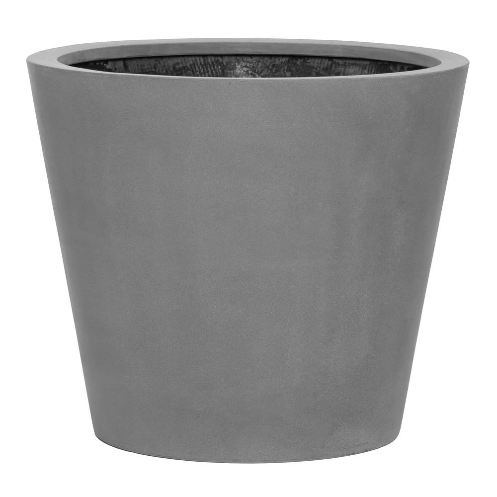 PotteryPots Bucket Medium 20 in. Tall Grey Fiberstone Indoor Outdoor ...