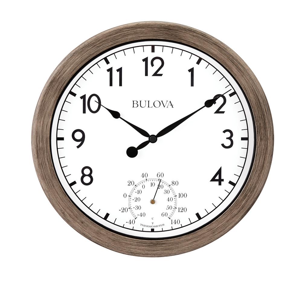 Bulova Indoor Outdoor 10.25 in. Wall Clock with Rattan Finish and ...
