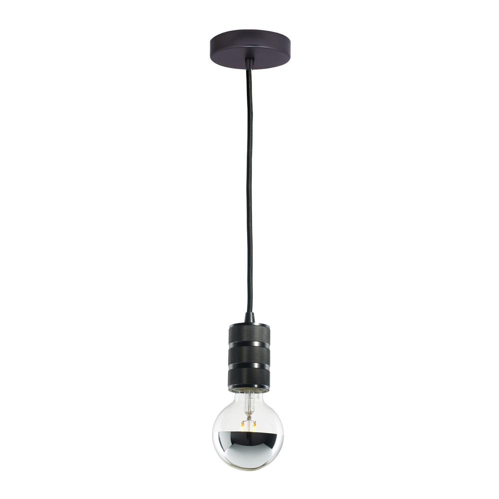 Bulbrite 1-Light Gunmetal Industrial Pendant Socket and Canopy with LED ...