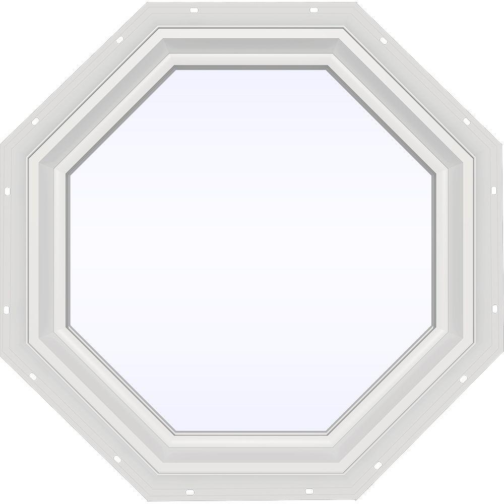 JELD-WEN 23.5 in. x 23.5 in. V-2500 Series White Vinyl Fixed Octagon ...