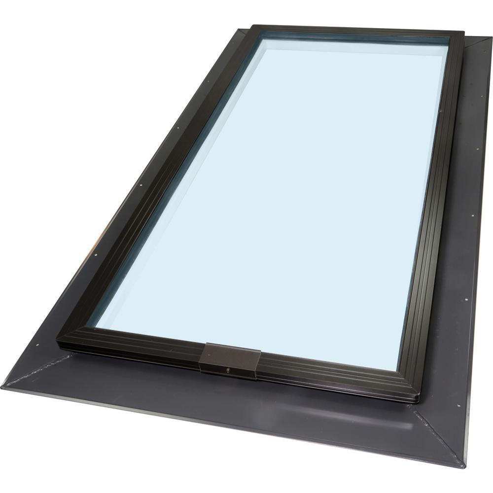 SUN-TEK 21 in. x 45-3/4 in. Fixed Self-Flashing Skylight with Tempered ...