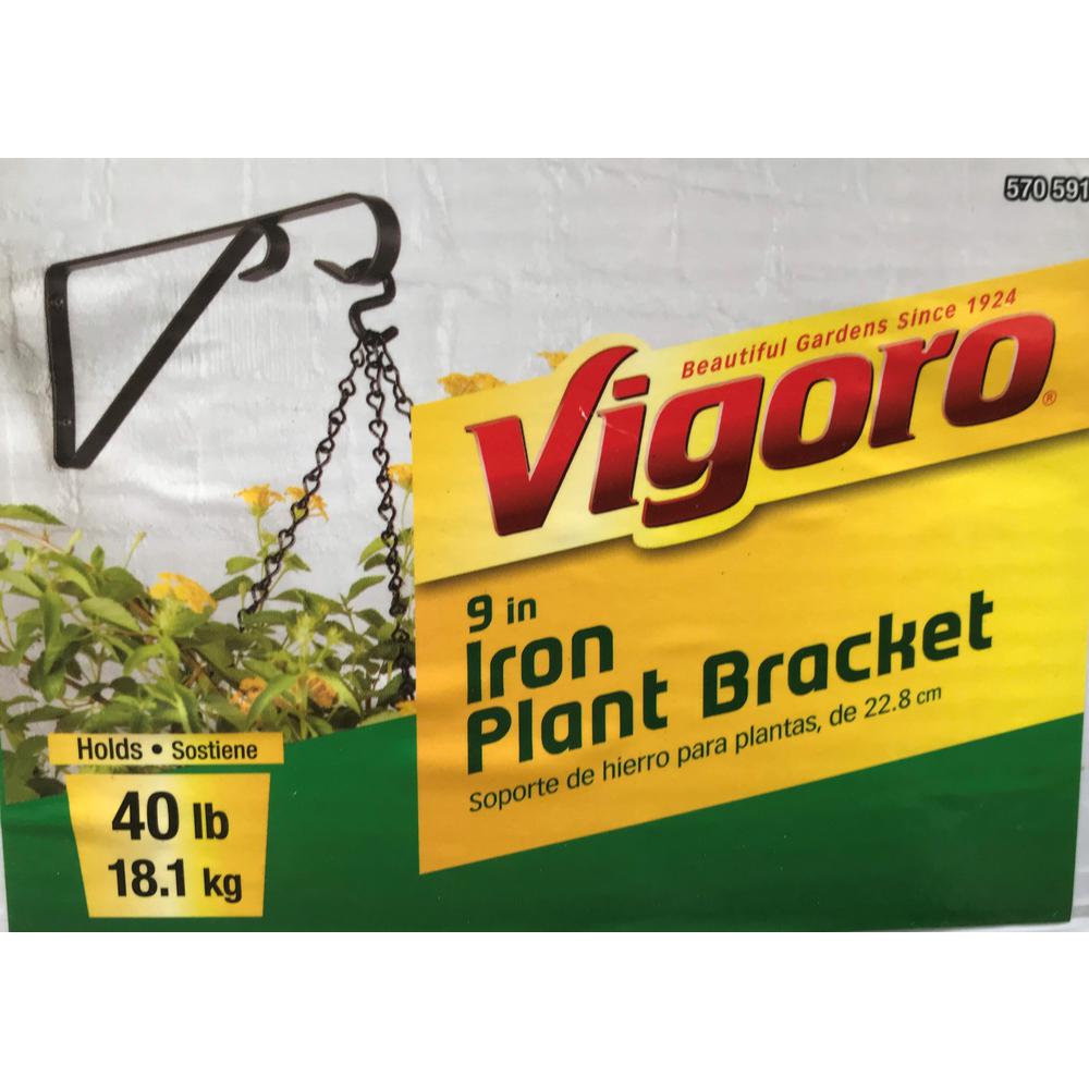 Vigoro 9.81 in. x 0.625 in. x 4.5 in. Black Iron Plant Bracket-570591 ...