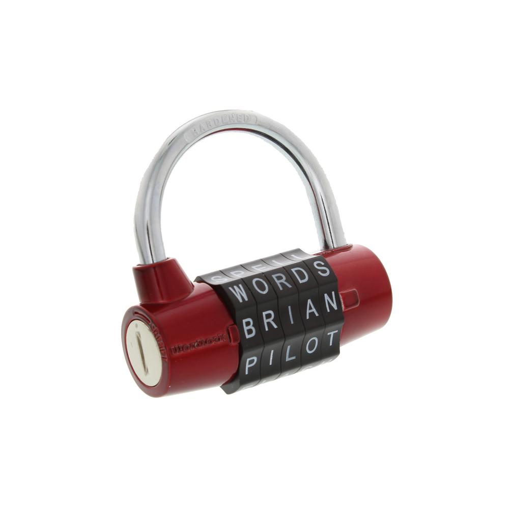 WordLock Steel 5-Dial Resettable Combination Hardened Padlock in Red-PL ...