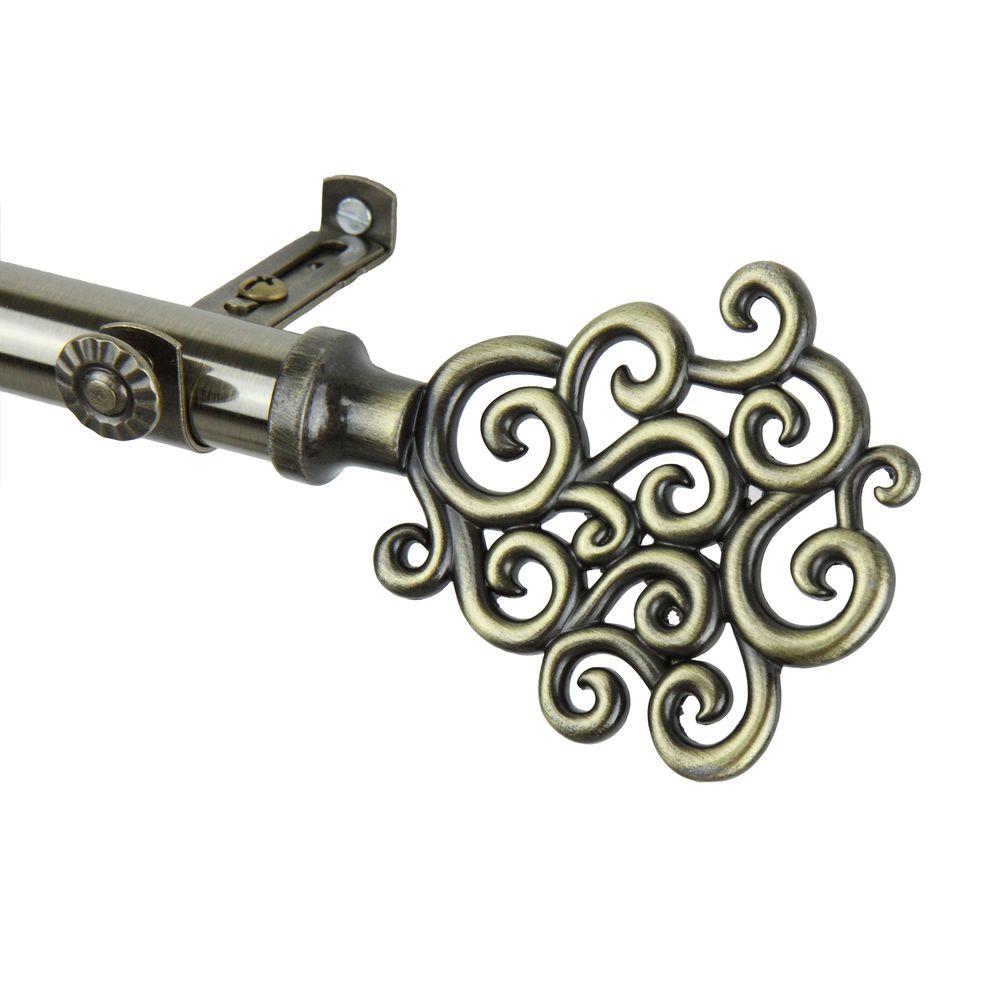 Rod Desyne 66 in. - 120 in. Antique Brass Telescoping Double Curtain ...