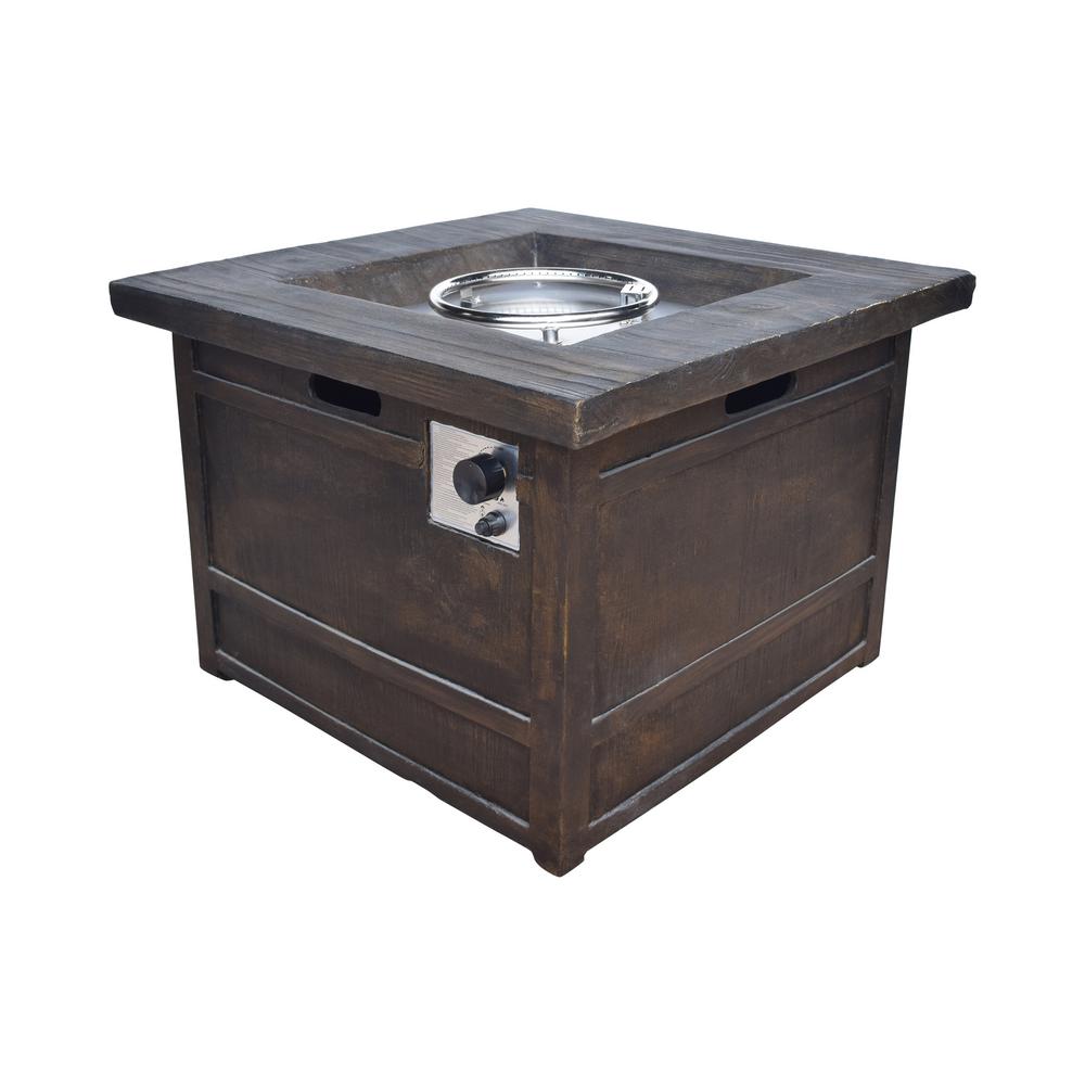 Noble House Clyde 32 in. x 23 in. Square Concrete Propane Fire Pit in ...