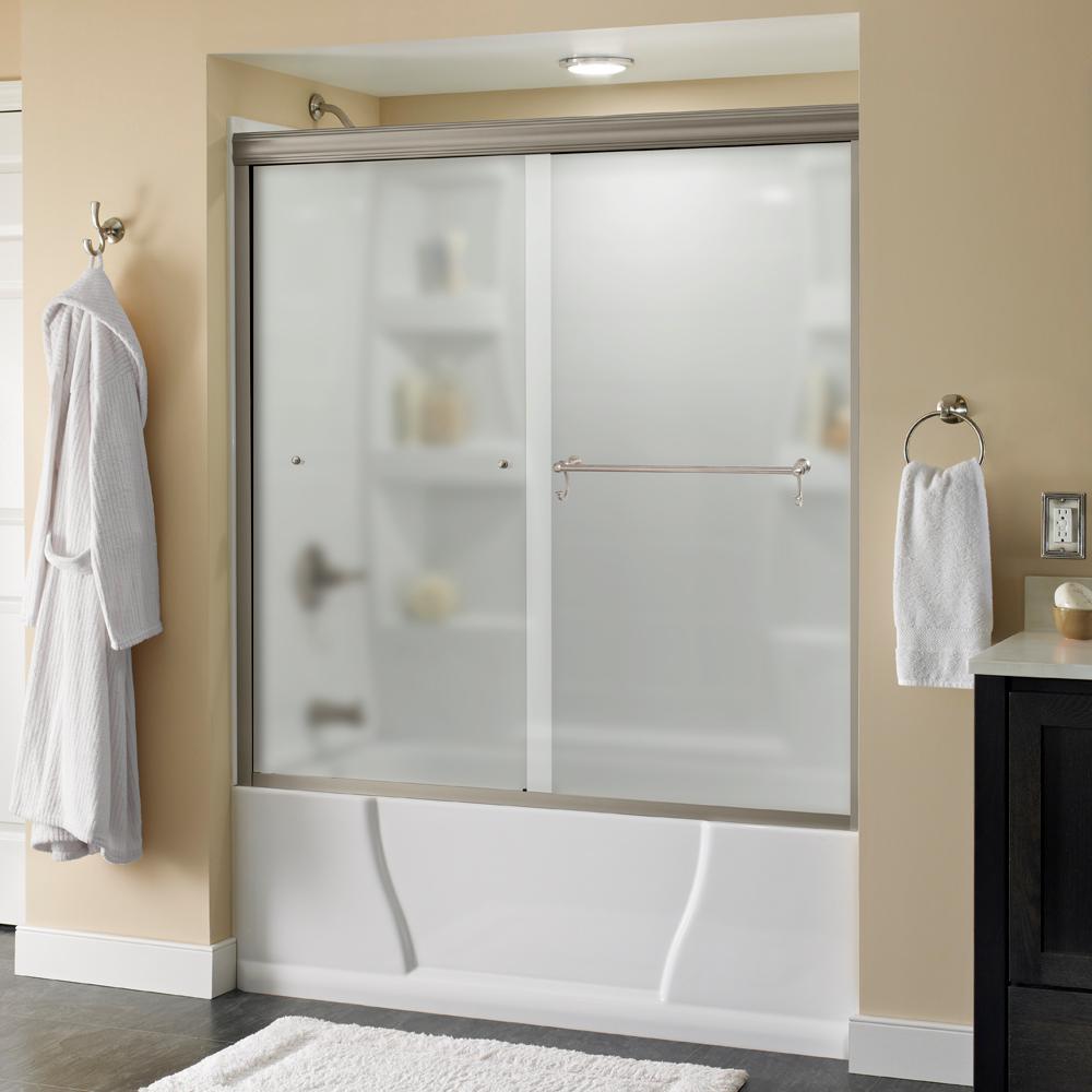 Delta Portman 60 In X 58 1 8 In Semi Frameless Sliding Bathtub Door