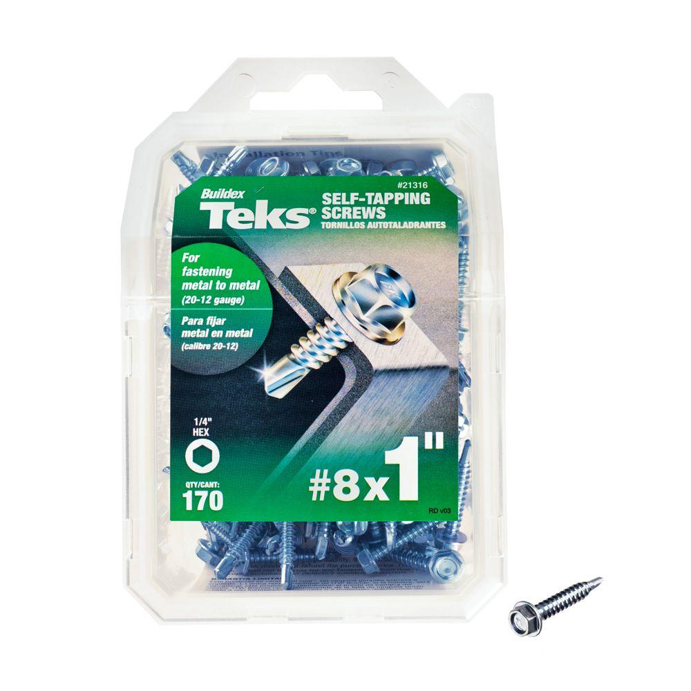 Teks #8 1 in. External Hex Flange Hex-Head Self-Drilling Screws (170 ...