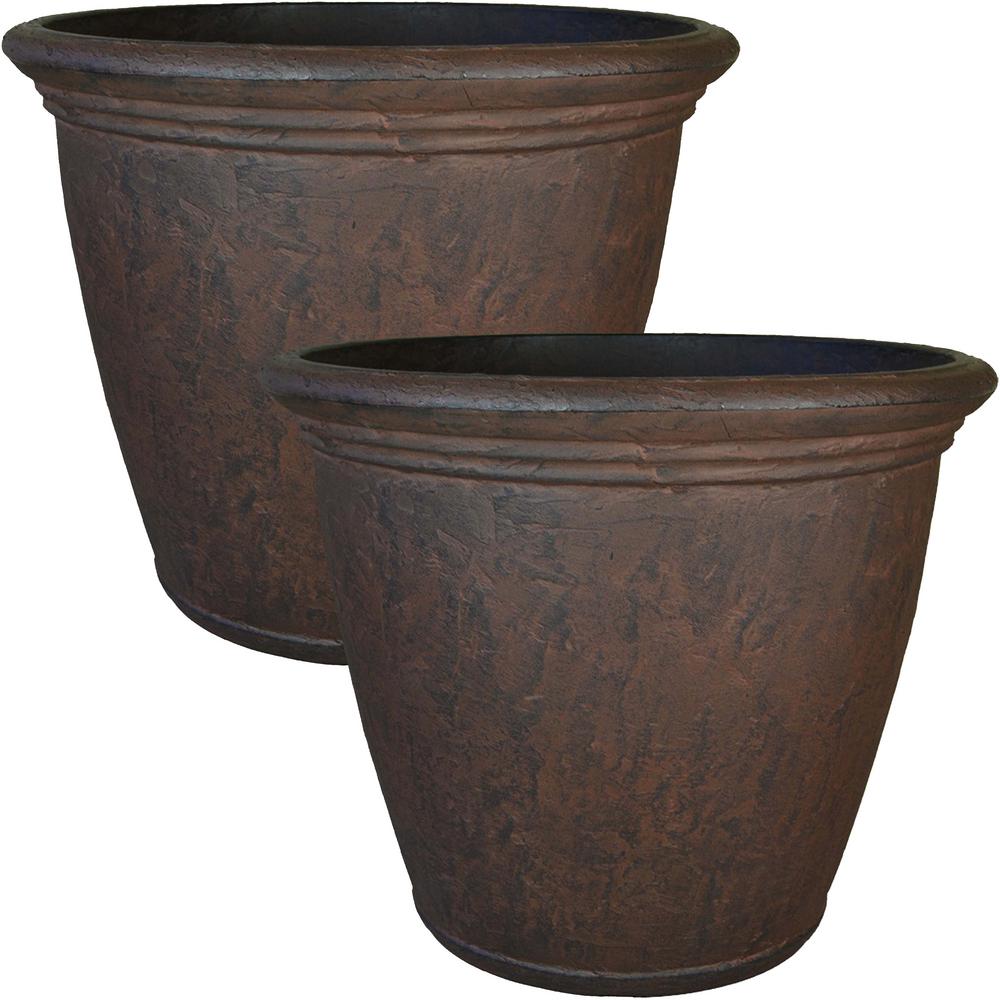 Sunnydaze Decor 24 in. Rust Anjelica Resin Outdoor Flower Pot Planter ...