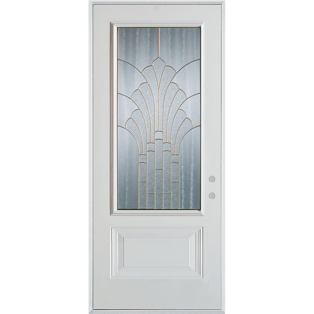 Stanley Doors 36 in. x 80 in. Art Deco 3/4 Lite 1-Panel Painted White ...