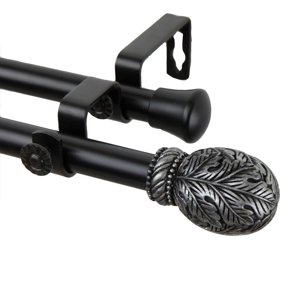 Rod Desyne 120 in. - 170 in. Forest Double Curtain Rod in Black-4706 ...