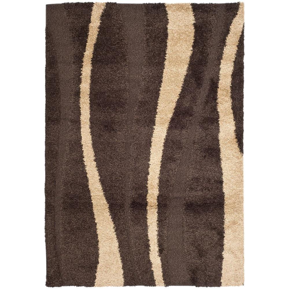 Safavieh Florida Shag Cream/Dark Brown 8 ft. x 10 ft. Area Rug-SG463 ...