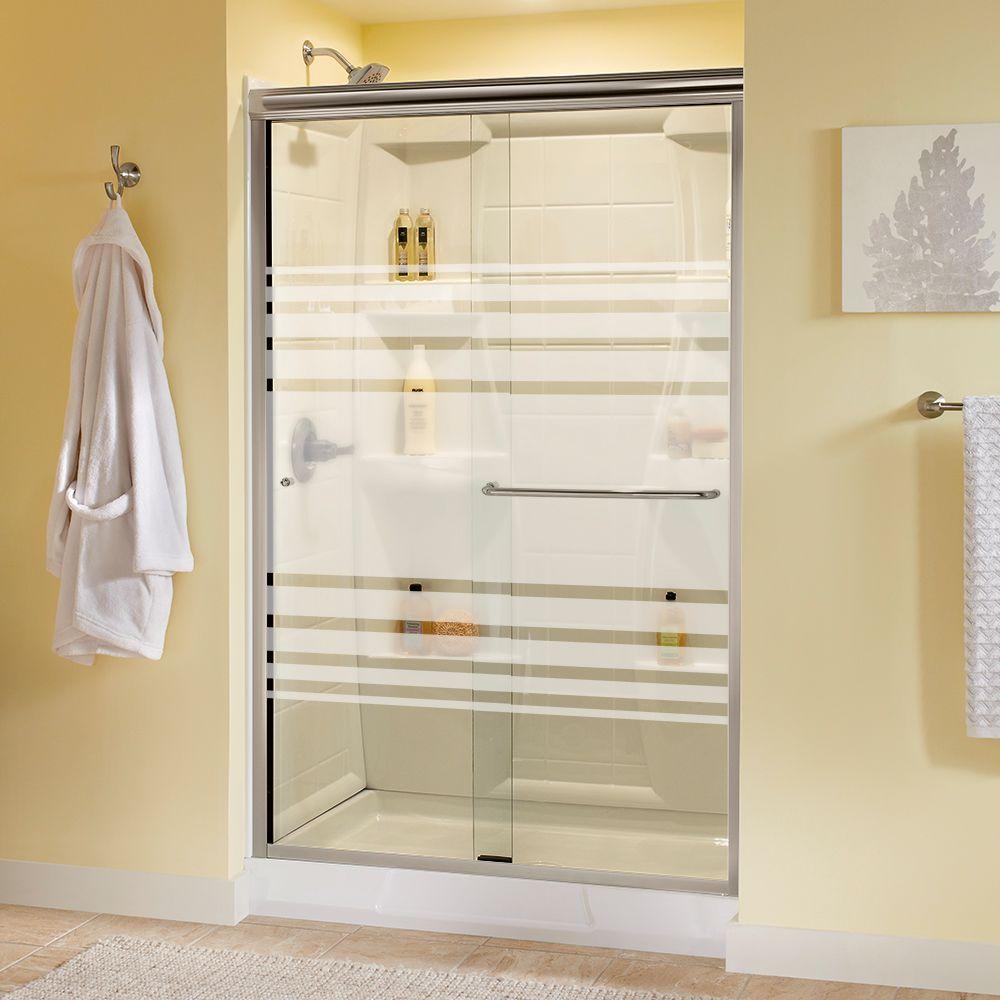Delta Simplicity 48 In X 70 In Semi Frameless Sliding Shower Door In