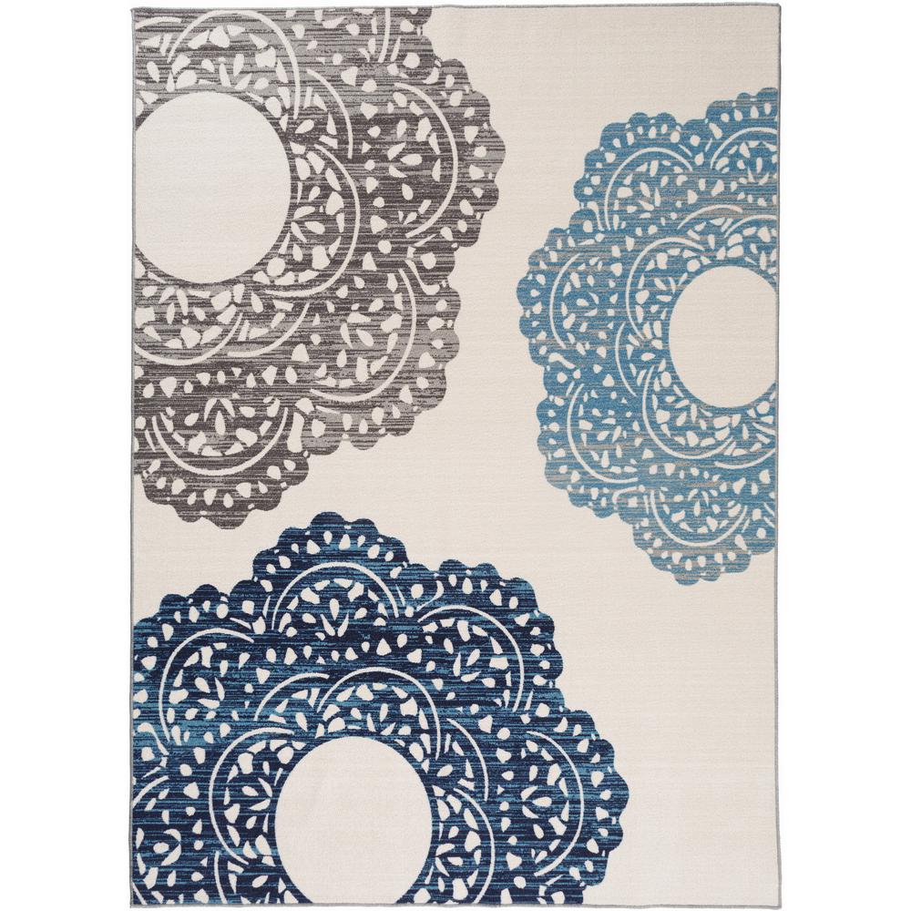Contemporary Large Floral Blue 2 ft. x 3 ft. Area Rug-507 Blue 2x3 ...
