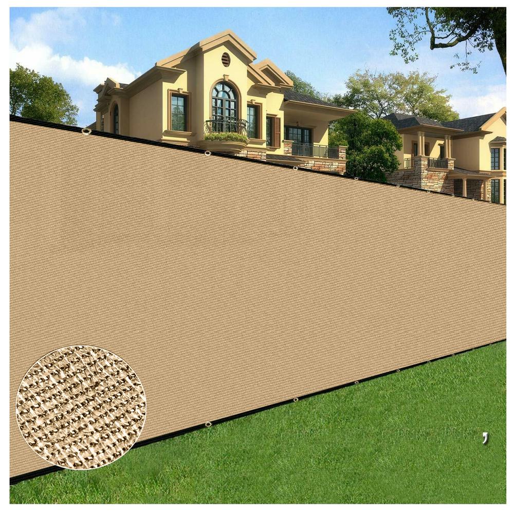 BOEN 6 ft. X 100 ft. Beige Privacy Fence Screen Netting Mesh with ...