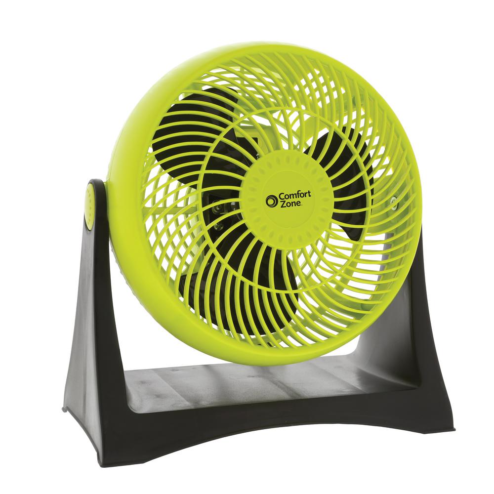 Comfort Zone 8 in. 3-Speed Turbo Desk Fan with Adjustable Head in Lime ...
