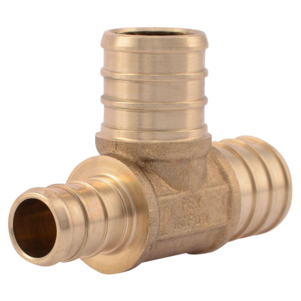 SharkBite 3 4 In X 1 2 In X 3 4 In PEX Barb Brass Reducer Tee