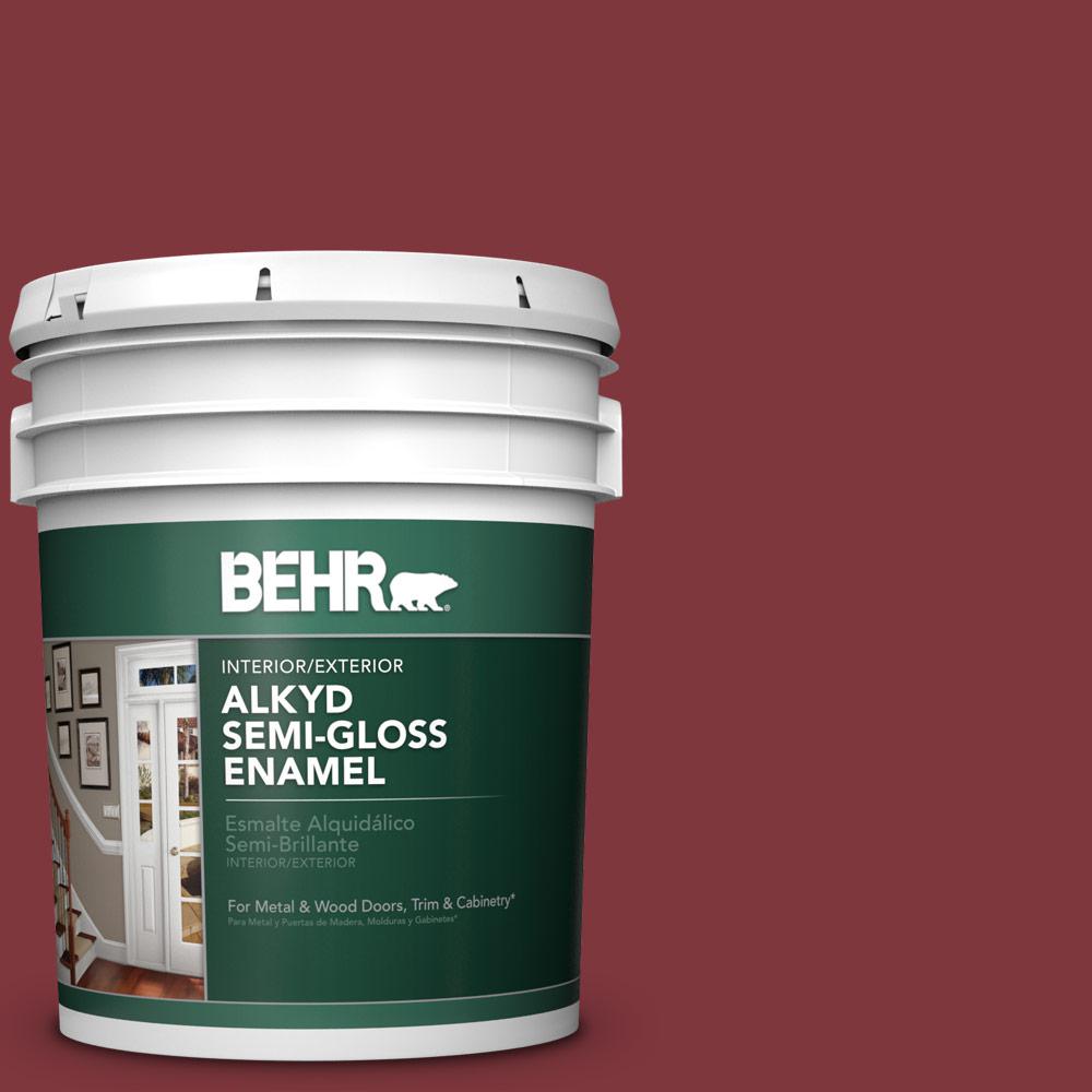 BEHR 5 gal. #SC-112 Barn Red Semi-Gloss Enamel Alkyd Interior/Exterior ...