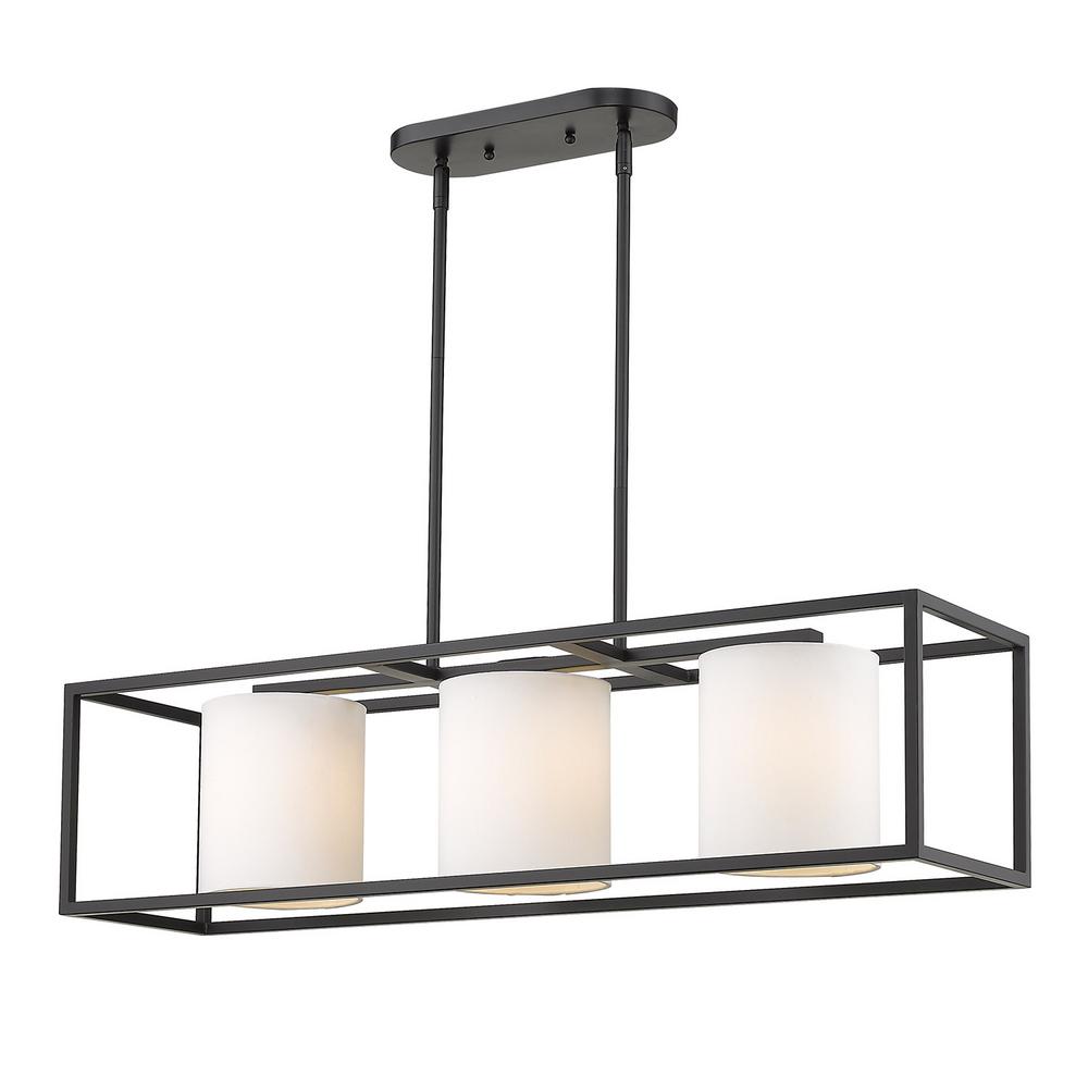 Golden Lighting Orwell 3-Light Matte Black Linear Pendant-3306-LP BLK ...