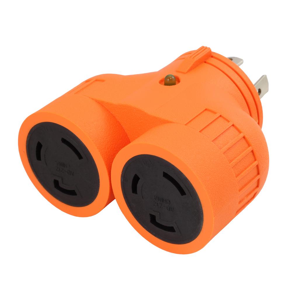 AC WORKS Generator V-Duo Outlet Adapter L14-30P 30 Amp 4-Prong Plug to ...