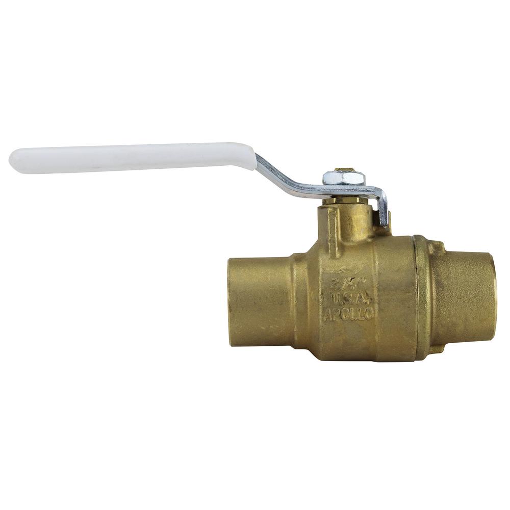 Apollo 3/4 in. x 3/4 in. Forged Brass Sweat x Sweat Full Port Solder ...