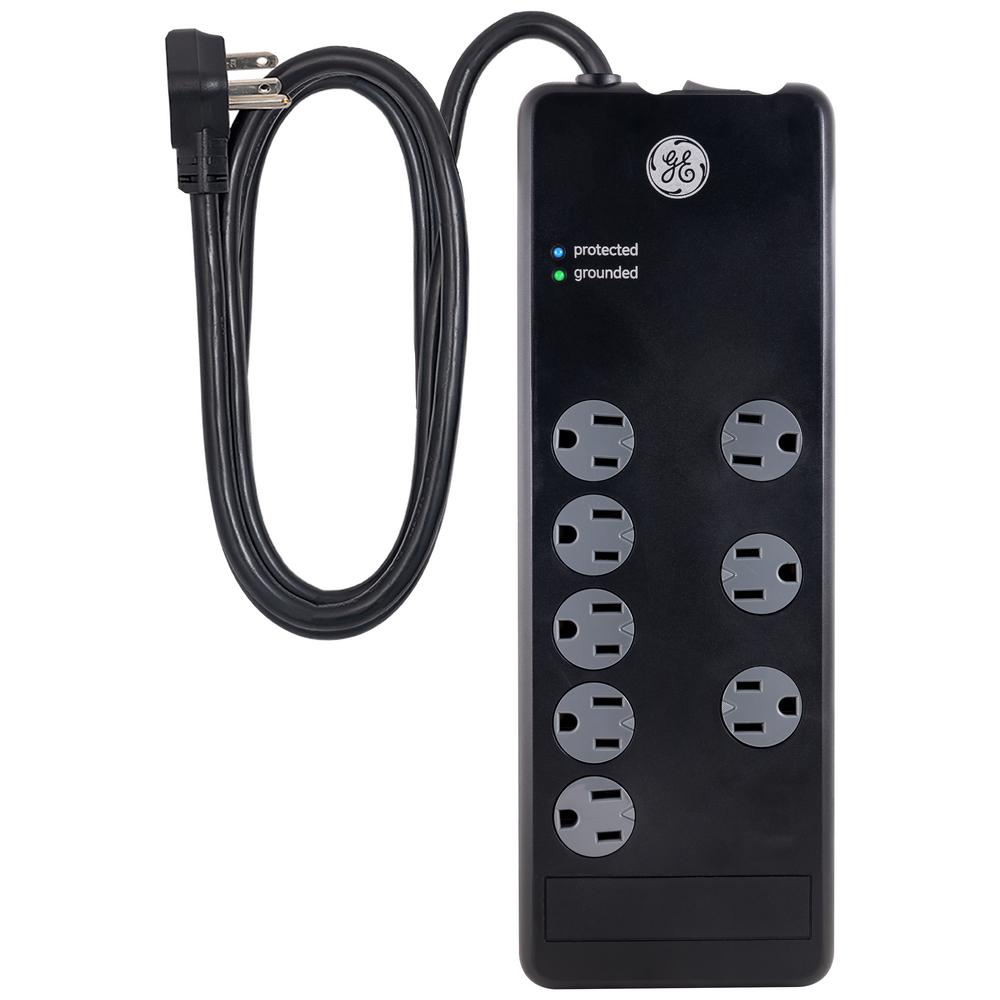 GE 8-Outlet Surge Protector with 4 ft. Cord, Black-37451 - The Home Depot