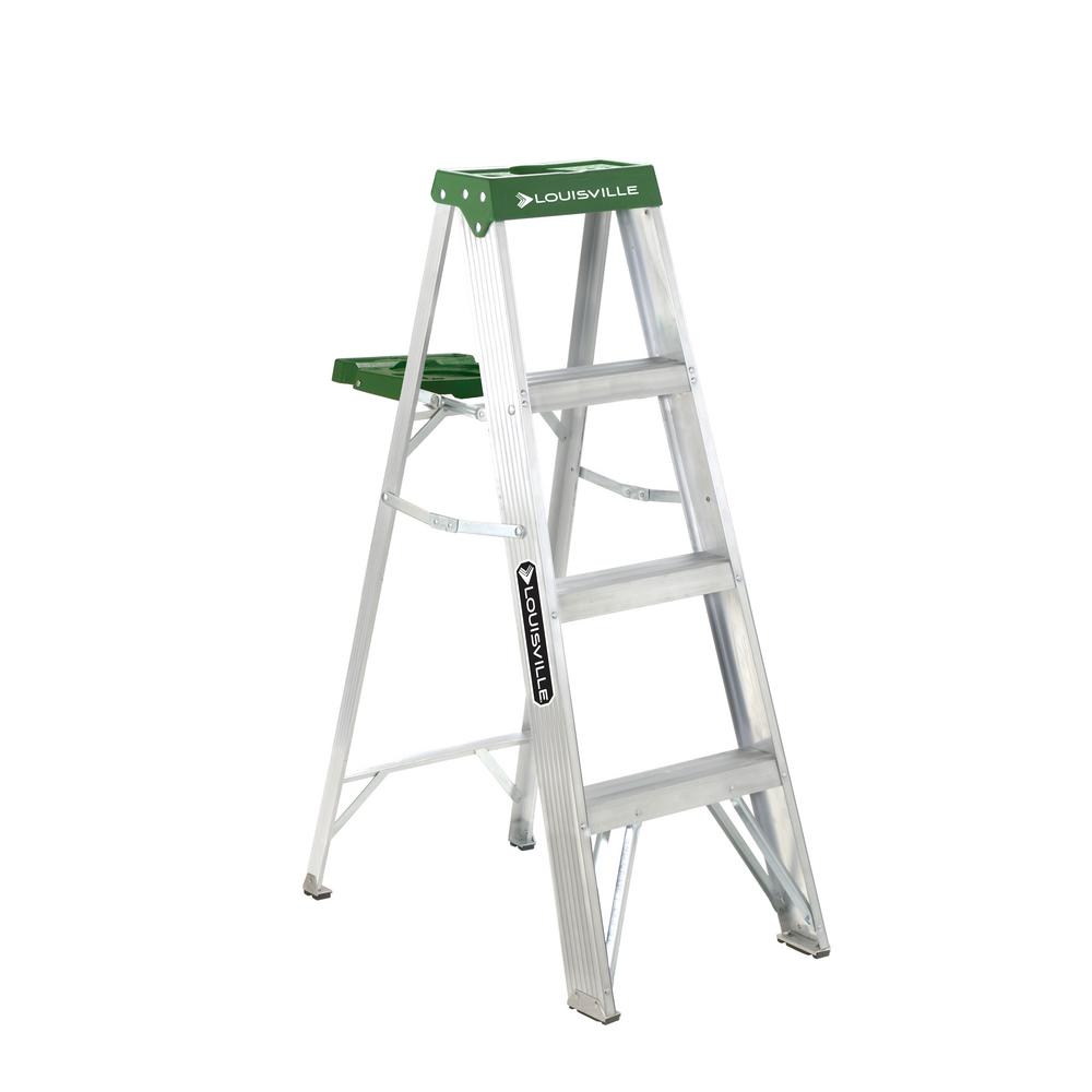 Louisville Ladder 4 ft. Aluminum Step Ladder with 225 lb. Load Capacity ...