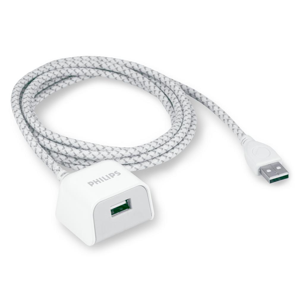 Philips USB Desktop Extension Cable with Braided Cord, White/Gray ...