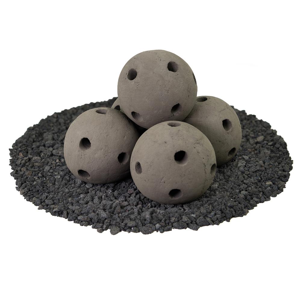 6 in. Set of 5 Hollow Ceramic Fire Balls in Charcoal Gray-01-0616 - The ...