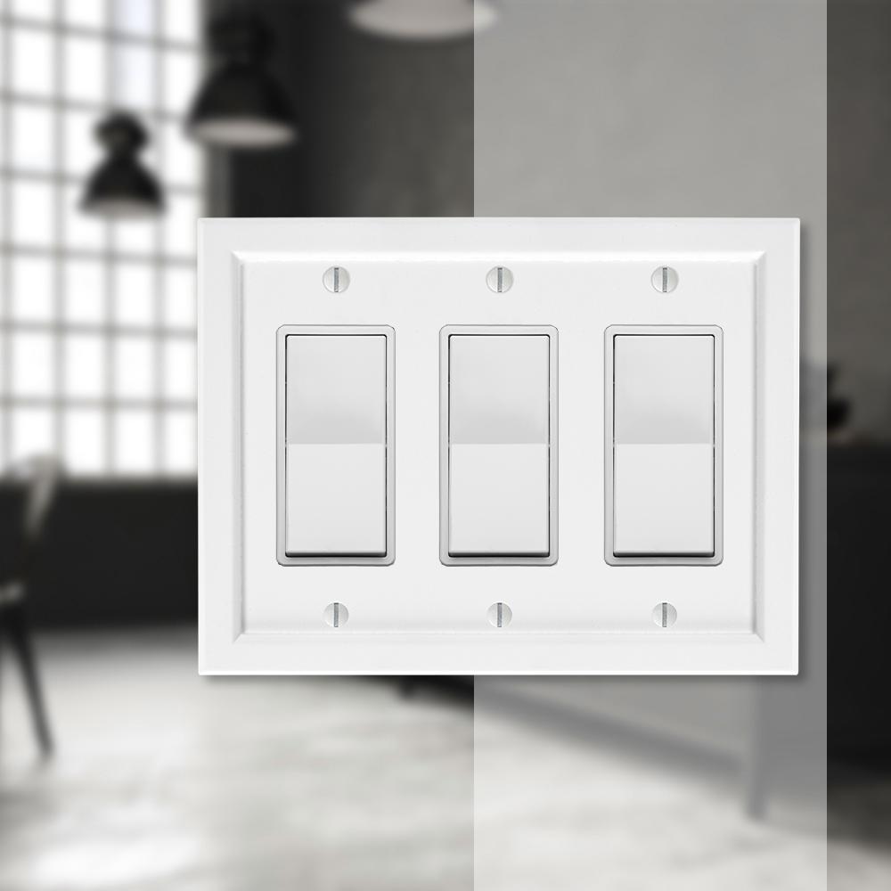 White - 3-Gang - Rocker Light Switch Plates - Light Switch Plates - The ...